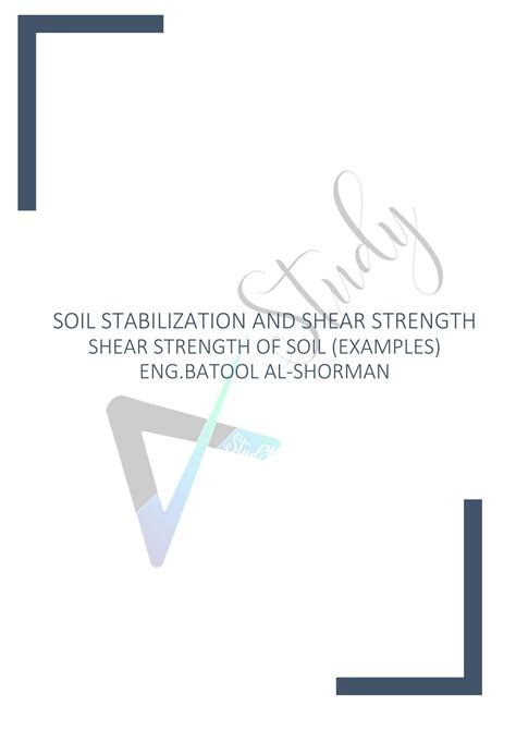 Solution Shear Strength Of Soil Examples Studypool