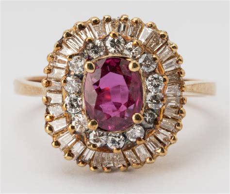 Lot 14 Karat Yellow Ruby And Diamond Ring