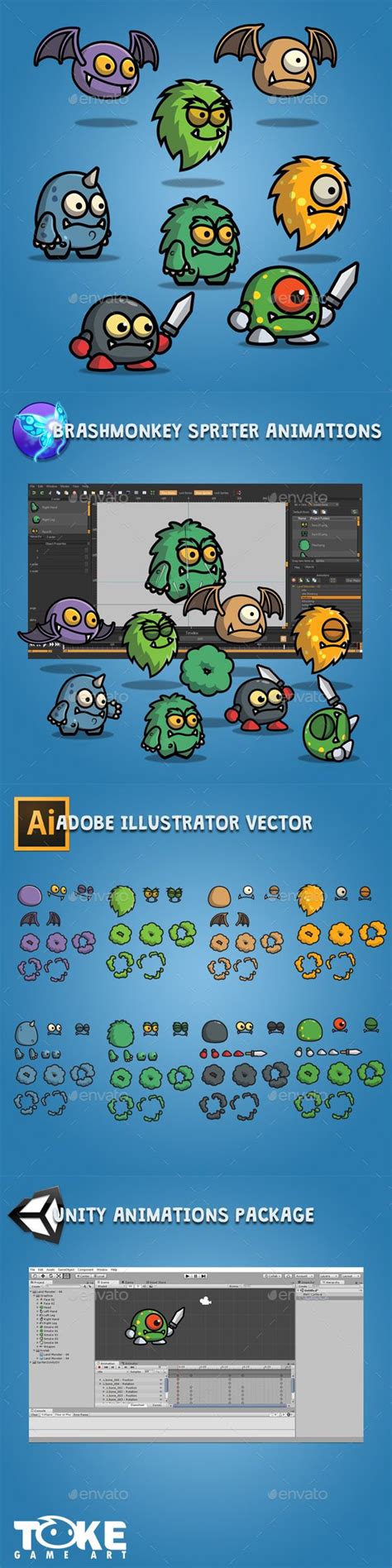 Cartoon Enemy Pack 01 Game Character Design Enemy Cute Monsters