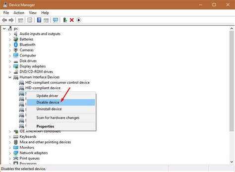 Disable Touch Screen Windows 10