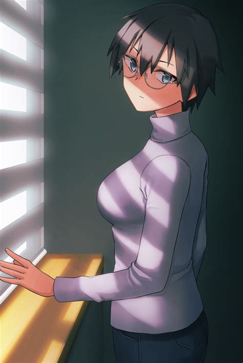 Safebooru 1girl Bangs Black Hair Breasts Closed Mouth Coke Bottle