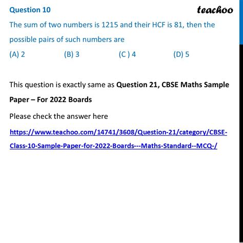 The Sum Of Two Numbers Is 1215 And Their Hcf Is 81 Then The Possible