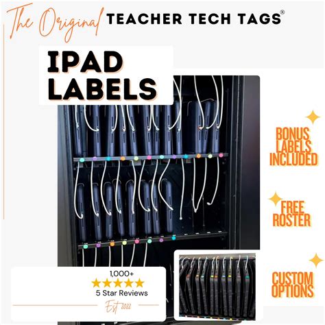 Ipad Labels Classroom Organization Color Coded Waterproof Durable