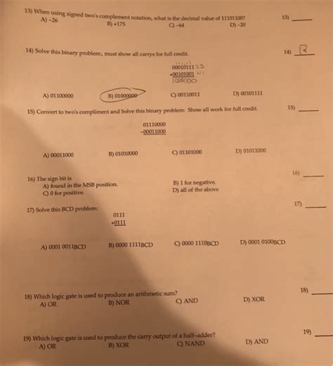 Solved 13 When Using Signed A 26 Twos Complement