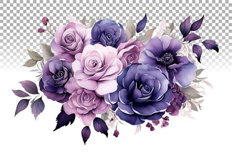 Watercolor Purple Floral Bouquet Clipart Gothic Flowers Png