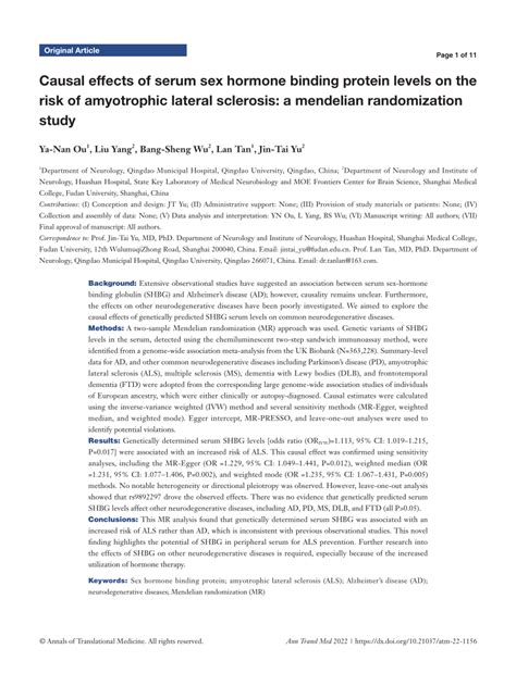 Pdf Causal Effects Of Serum Sex Hormone Binding Protein Levels On The