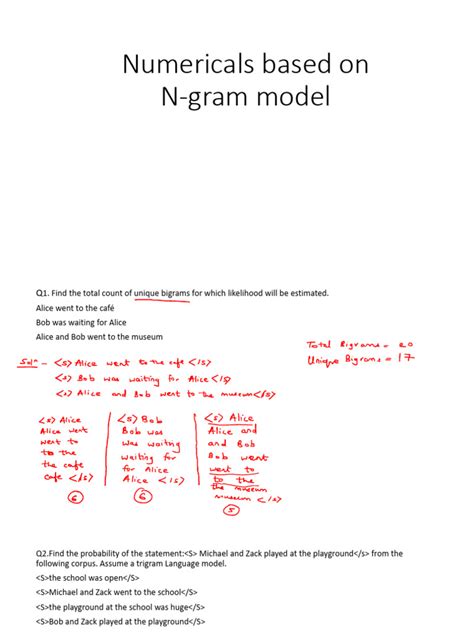 Numericals Based On N Gram Model Pdf