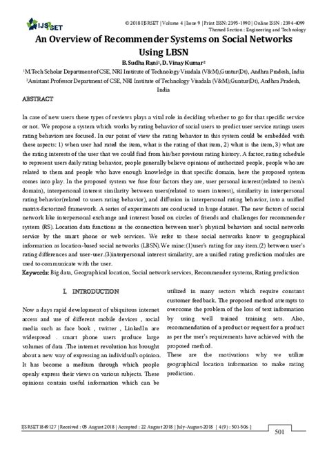 pdf an overview of recommender systems on social networks using lbsn
