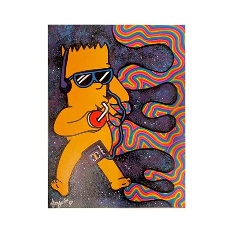 Bart Simpson Trippy Art Wall Art Room Decor The Simpsons 16x12” Etsy