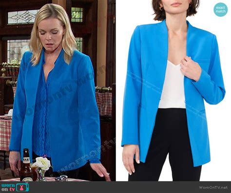 Wornontv Belles Blue Print Shirt And Open Jacket On Days Of Our Lives