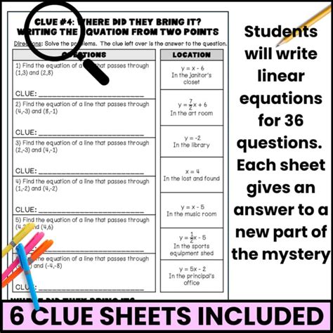 Writing Linear Equations Project End Of Linear Equations Unit Mystery
