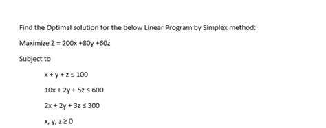 Solved Find The Optimal Solution For The Below Linear