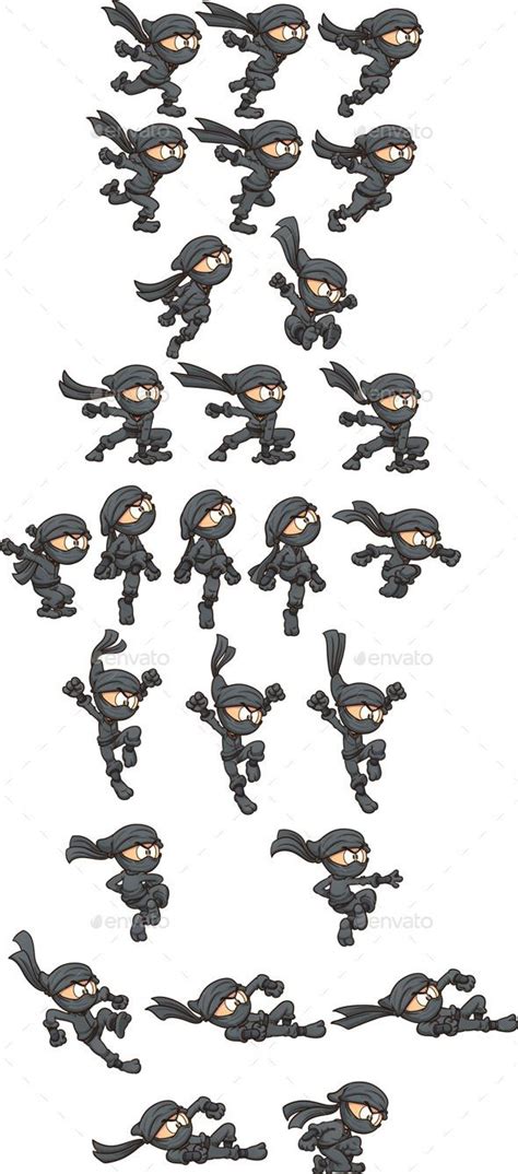 Ninja Sprites Character Design Animation Pixel Animation Jump Animation
