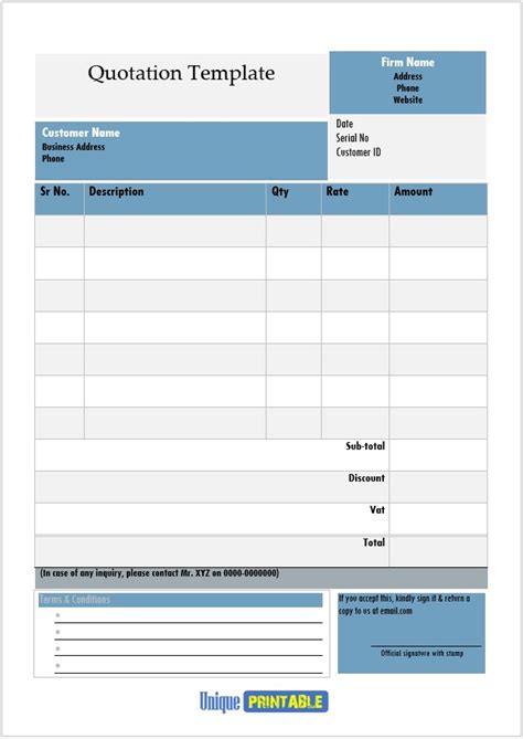 06 Free Quotation Templates Free Unique Printable Templates