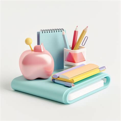 Premium Photo There Is A Pink Apple And A Notebook On A Desk