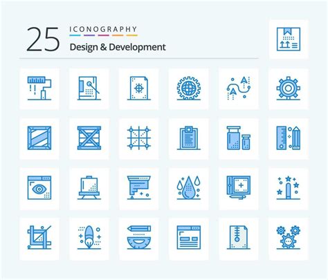 Design Development 25 Blue Color Icon Pack Including Development Coding Development Printing