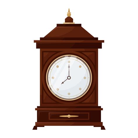 Vintage Table Clock Small Wooden Antique Clock 32463245 Vector Art