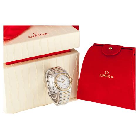 Omega Constellation Quartz Two Tone Watch With Diamond Dial And Date