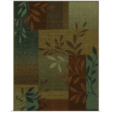 Mainstays Traditional Leaf Block Multicolor Print Area Rug 20 In X 34 In