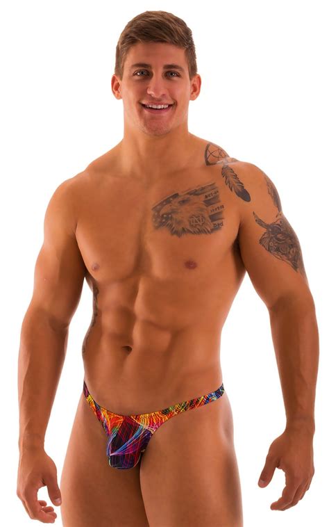 M77 Mens Micro Pouch Swimsuit Thong Tan Through Skinzwear