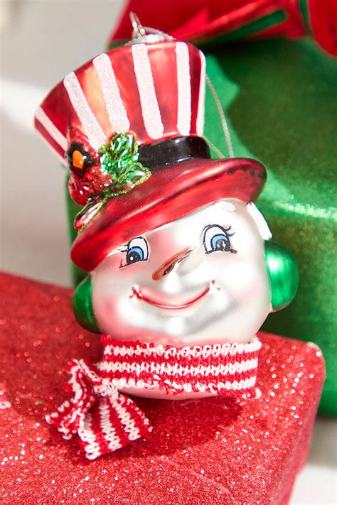 5 5 Glass Snowman Head Ornament Decorators Warehouse