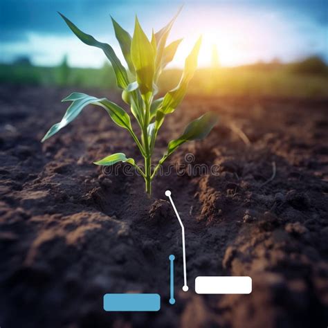 Maize Seedling In Cultivated Agricultural Field With Infographic