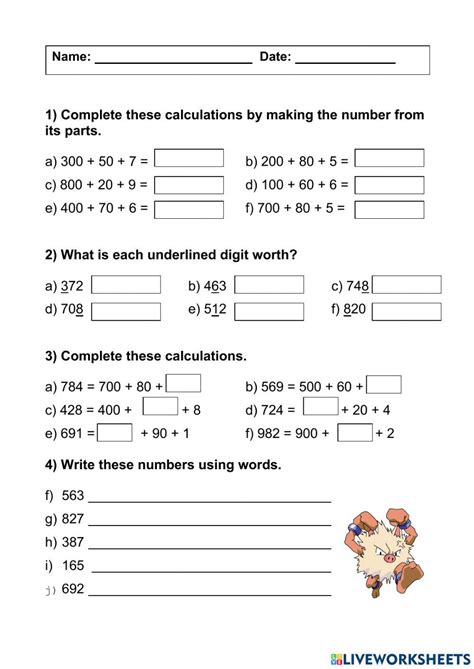 Place Value Worksheets 3 Digit Numbers Identify 3 Digit Number