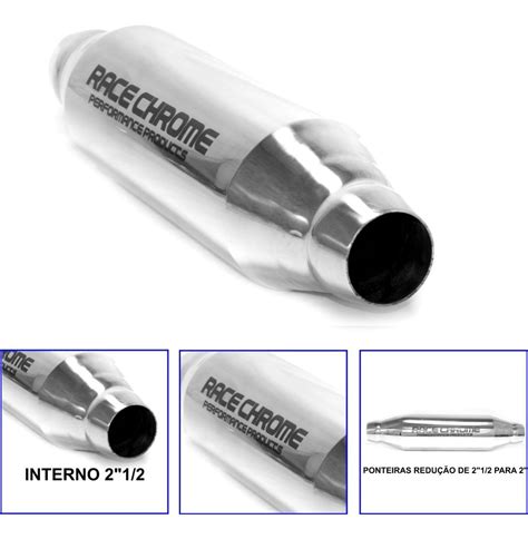 Abafador Escapamento Intermediário Inox Rci547 Ponteira Univ