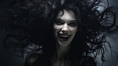 Premium Ai Image A Woman With Long Black Hair And A Large Black Hat