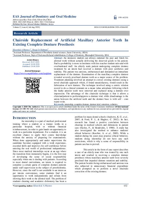 Pdf Chairside Replacement Of Artificial Maxillary Anterior Teeth In Existing Complete Denture