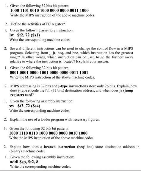 Solved 1 Given The Following 32 Bits Bit Pattern