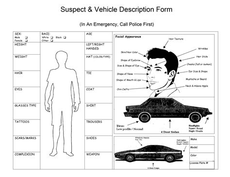 Printable Suspect Description Form Printable Forms Free Online