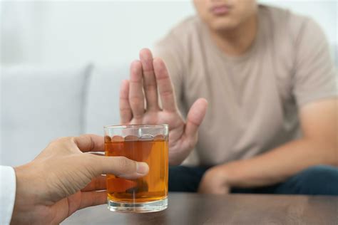 Man Refuses Say No And Avoid To Drink An Alcohol Whiskey Stopping