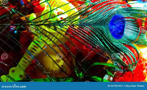 Peacock Feather And Toy Keep Front The Lord Stock Image Image Of Radhaashtami India 227927457