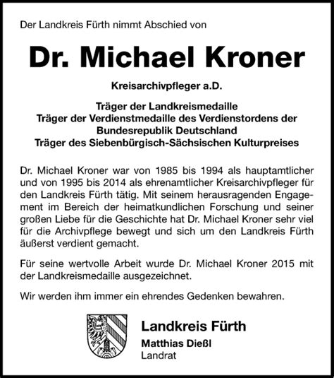Traueranzeigen Von Michael Kroner Trauer Nn De