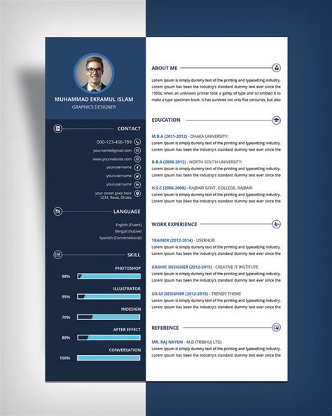 Free Beautiful Resume Cv Design Template Psd File Good Resume