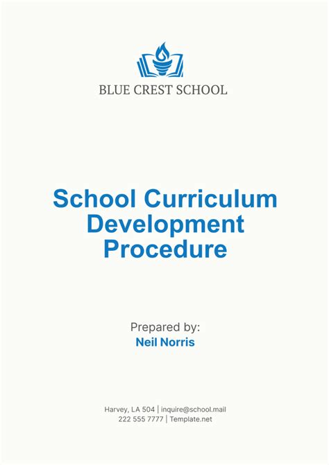 Free School Curriculum Development Procedure Template To Edit Online