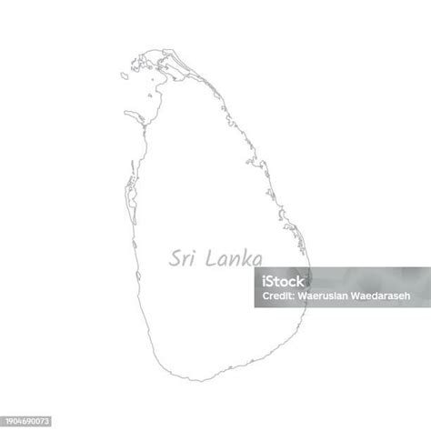 Sri Lanka Map Hand Drawn Simple Stylized Isolated On White Background