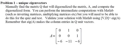 Solved Problem 1 Unique Eigenvectors Manually Find The
