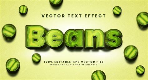 Premium Vector Beans 3d Text Effect Editable Text Style Effect Suitable For Beans Product Needs