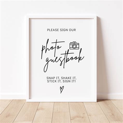 Photo Guestbook Sign Template Modern Wedding Photo Guest Book Etsy