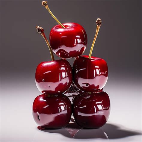 Premium Photo Red Cherries On A Grey Background