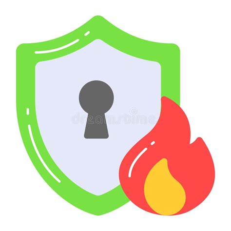 Protection Shield With Fire Flame Showing Concept Of Fire Protection