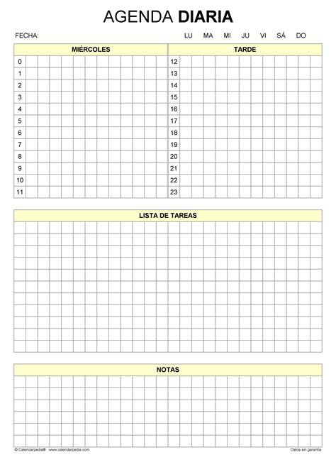 Agendas Diarias En Pdf Excel Y Word