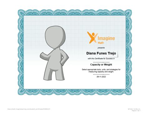 Imagine Math Lesson Completion Certificate 2 Pdf