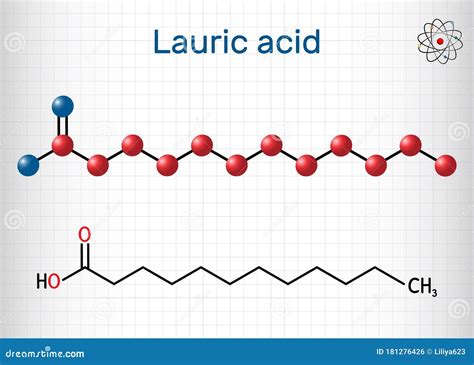 Molecule Of Lauric Acid Conceptual Molecular Model Scientific 3d Rendering Royalty Free Stock