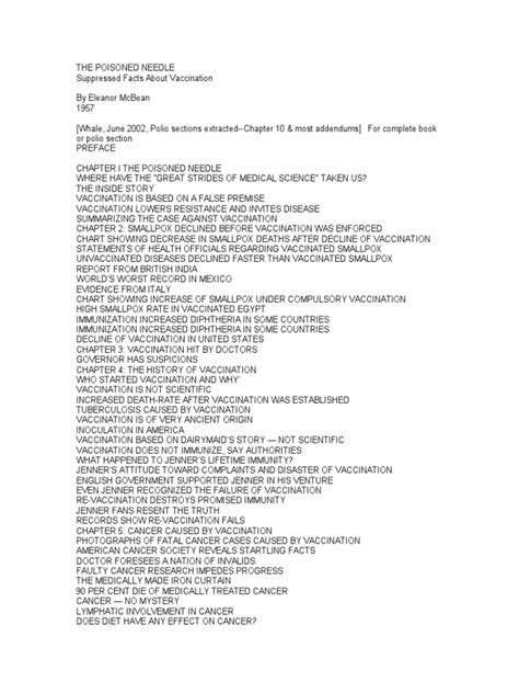 The Poisoned Needle By Eleanor Mcbean 1957 Vaccination A Medical