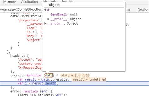 Sharepoint Online Getting Null When Trying To Send Email Via