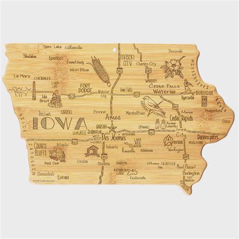 Iowa Cutting Board Landmarks Map With Icons Unique T For Moving