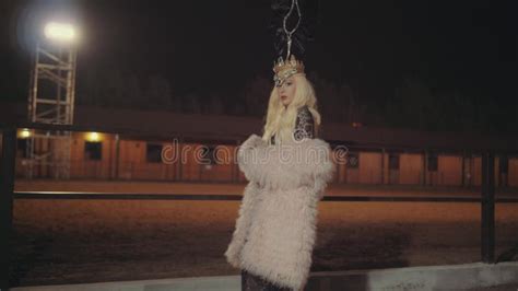 Beautiful Young Woman A Princess With Long Hair Model Stock Video